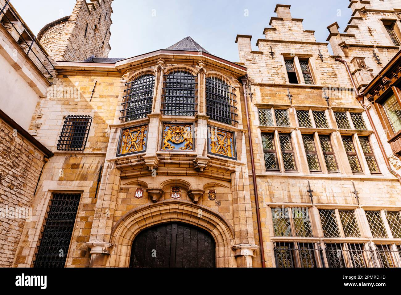 Castle courtyard. Het Steen is a medieval fortress in the old city ...