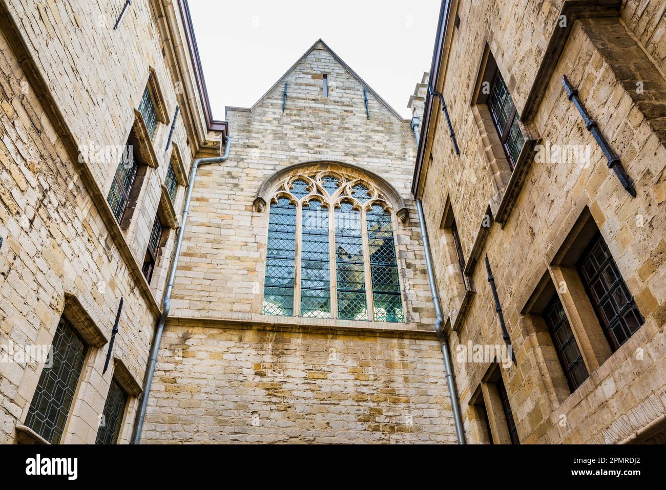 Castle courtyard. Het Steen is a medieval fortress in the old city ...