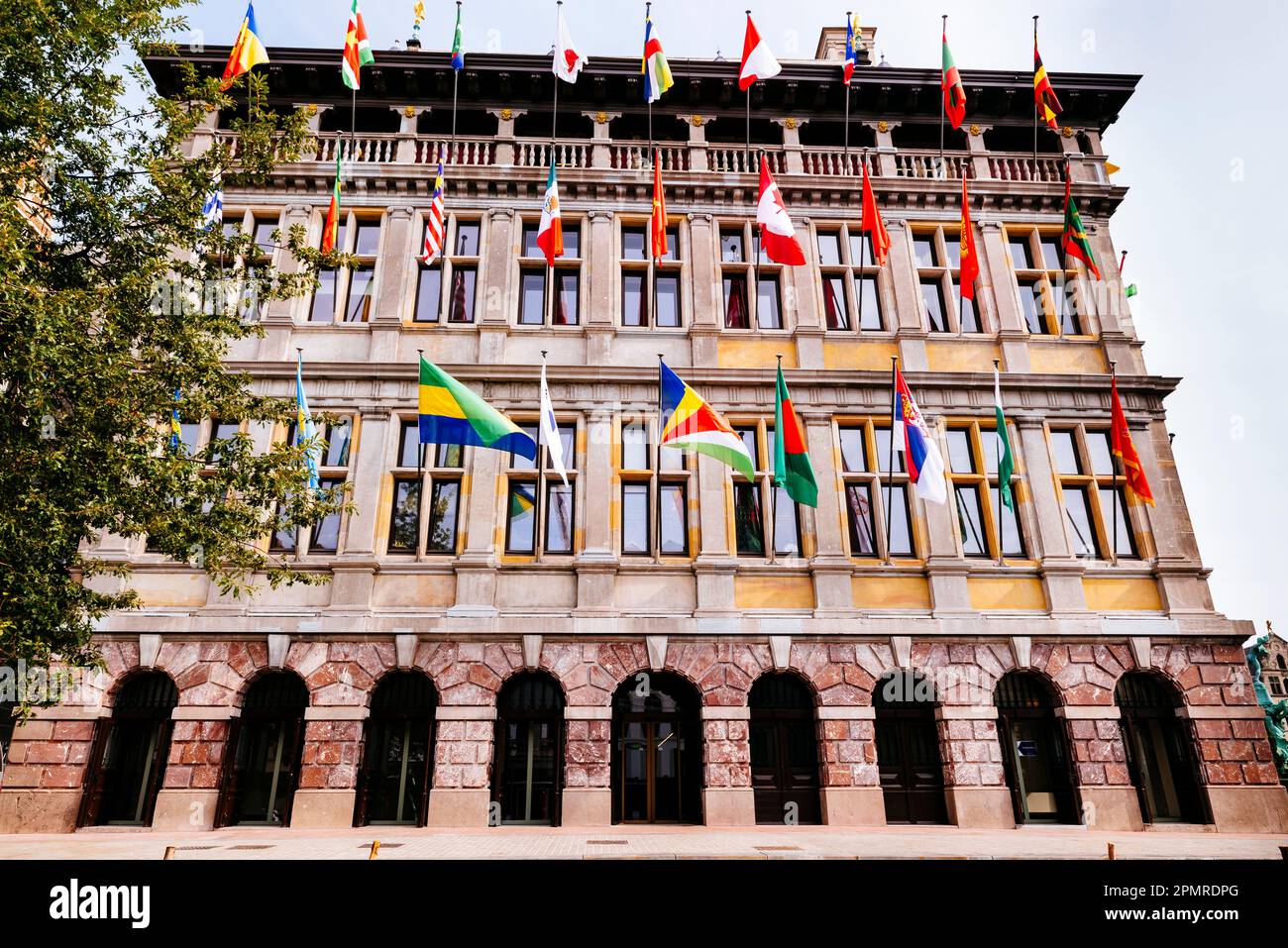 Side view. The City Hall of Antwerp, Renaissance building, stands on ...