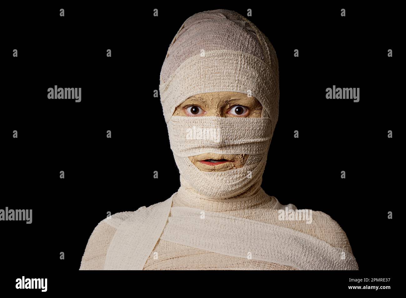 woman wrapped up with bandages as an egyptian mummy for halloween Stock ...