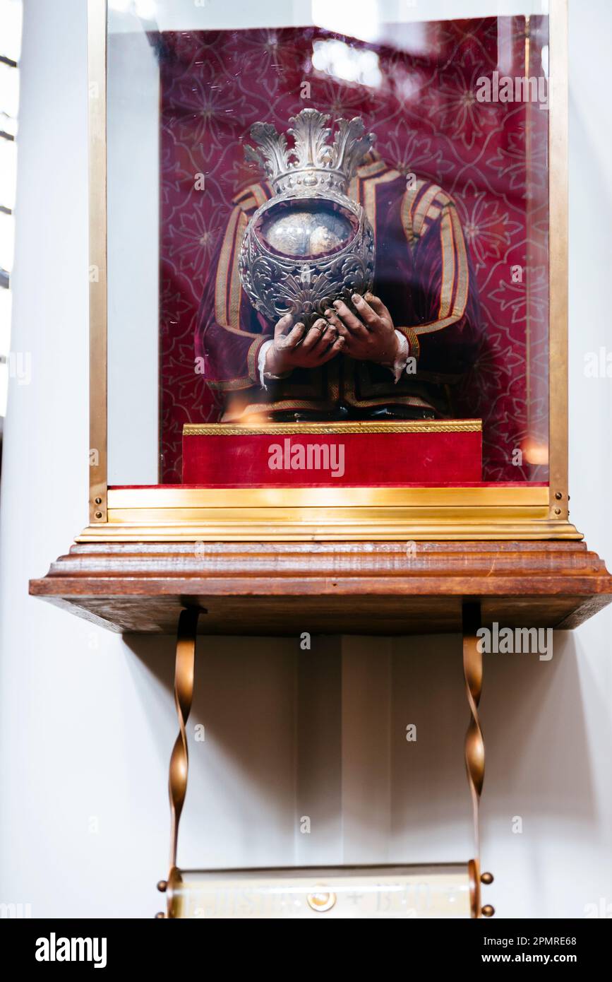 The head of Saint Just, a holy child, venerated as a relic. St. Charles ...