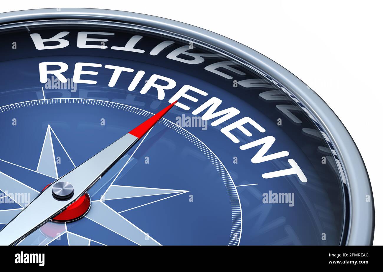 3d rendering of a compass with a retirement icon Stock Photo - Alamy