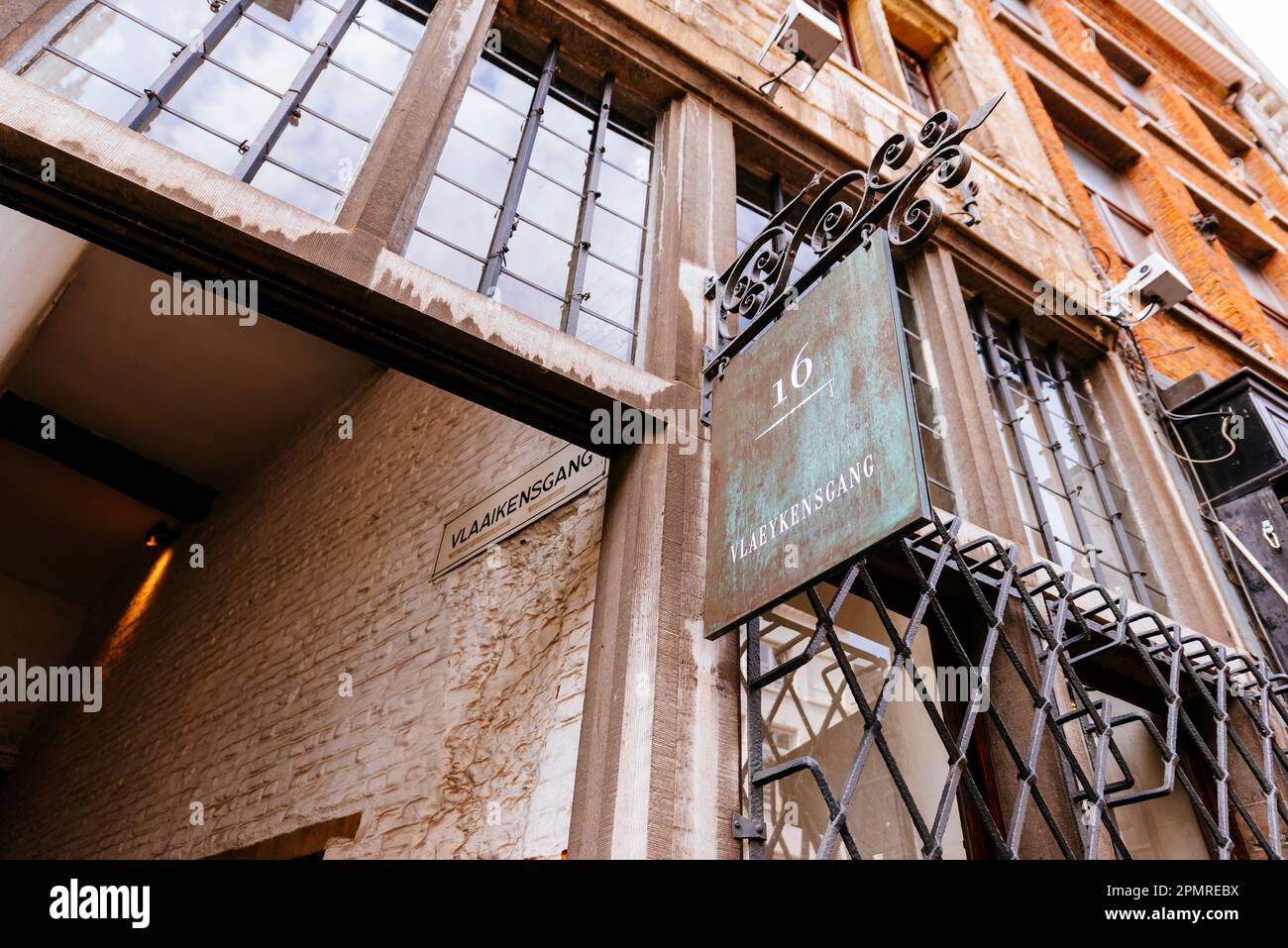 Vlaeykensgang, a small medieval alley in the city centre. Antwerp ...