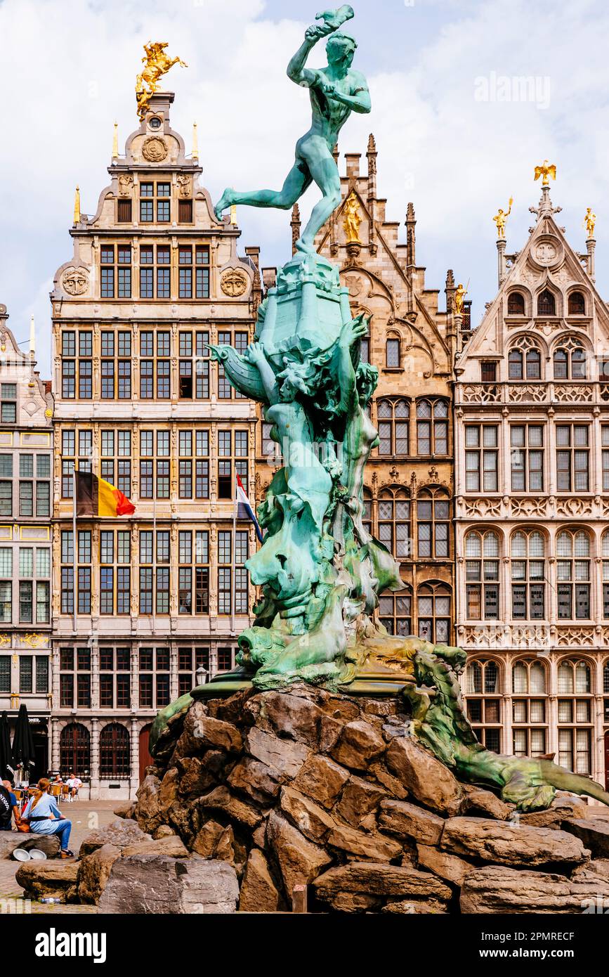 Guild houses in the Grote Markt with the Brabo Fountain. Guild Houses ...