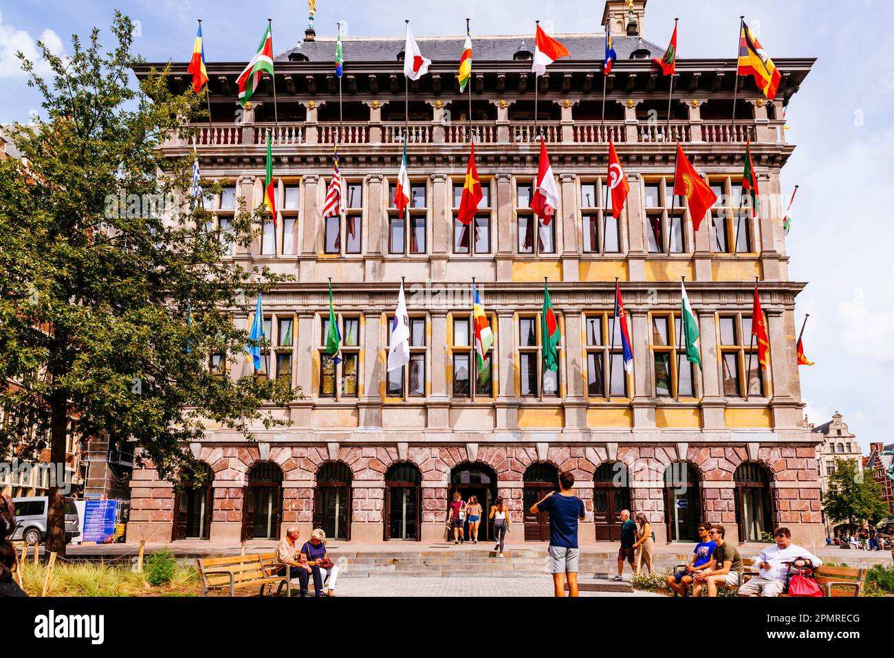 Side view. The City Hall of Antwerp, Renaissance building, stands on ...