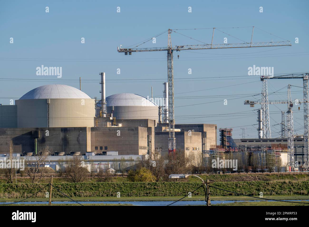 The Doel nuclear power plant, on the Scheldt River, one of two nuclear ...
