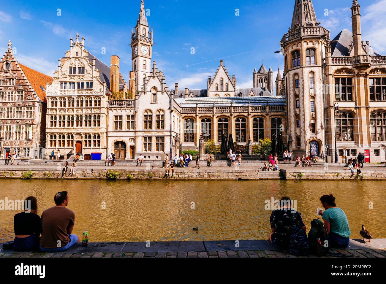 Graslei, seen from Korenlei, is a quay in the historic city center of ...