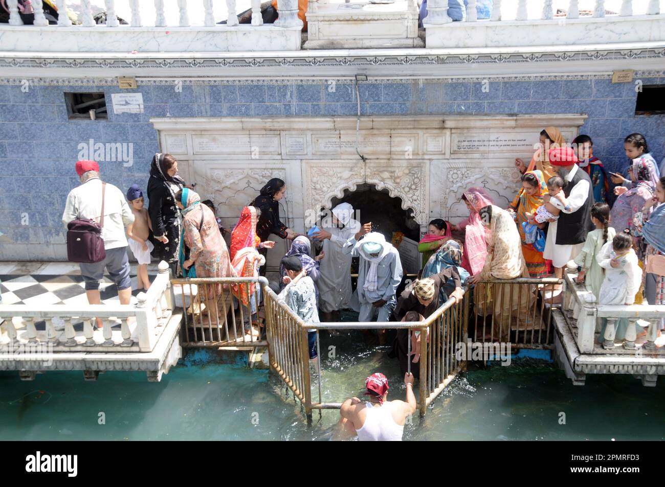 Hassan Abdal, Pakistan. 14th Apr, 2023. Sikh pilgrims perform religious ...