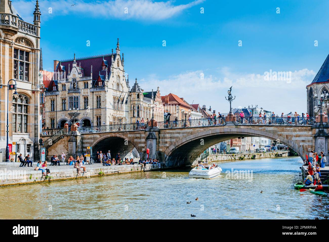 St. Michael Bridge. The bridge is located over the Leie river, on the ...