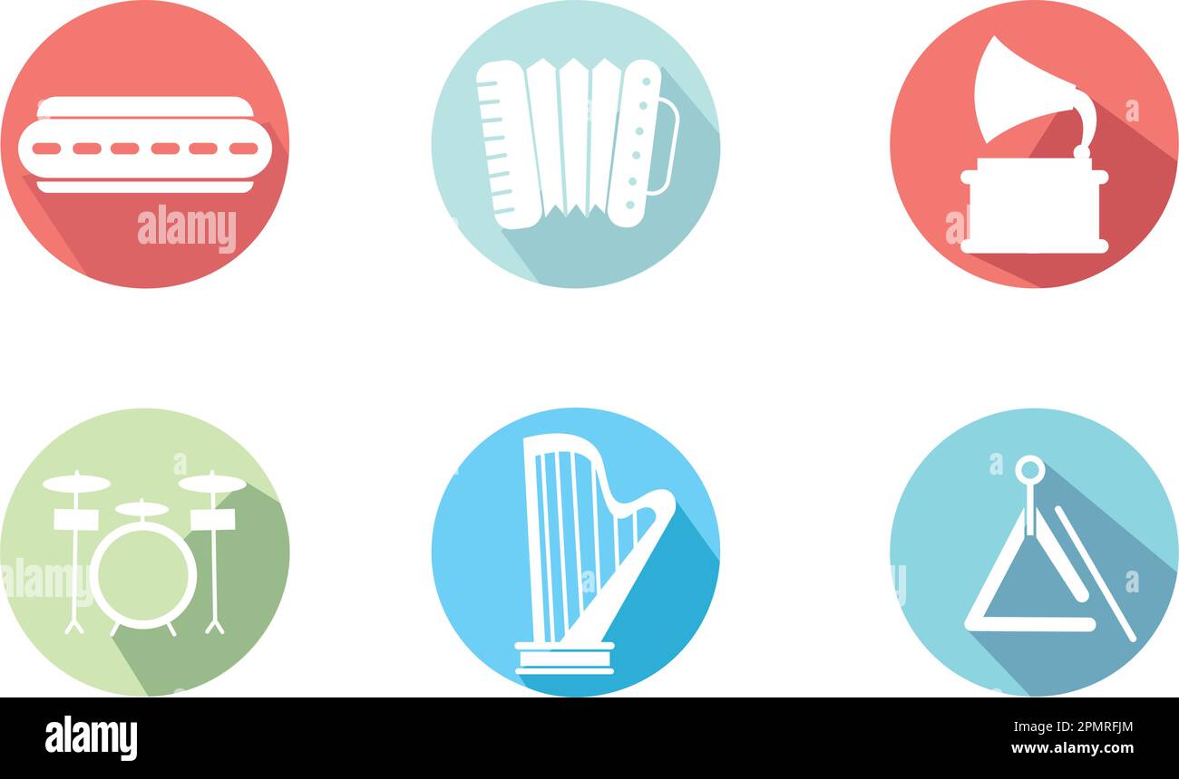 Set of different musical instrument icons Vector Stock Vector Image ...