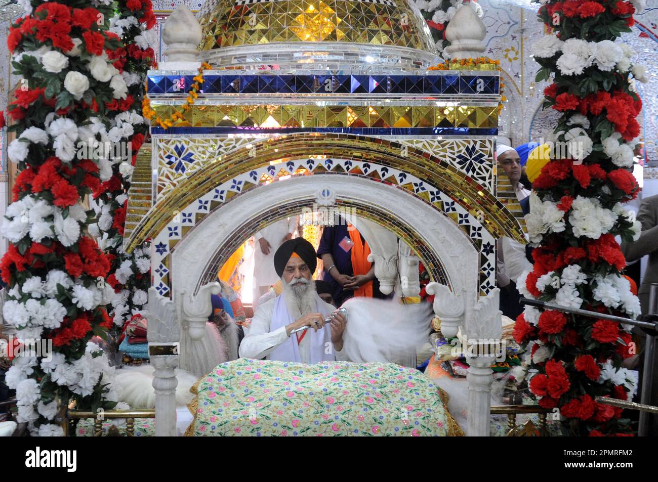 Hassan Abdal, Pakistan. 14th Apr, 2023. A Sikh pilgrim performs ...