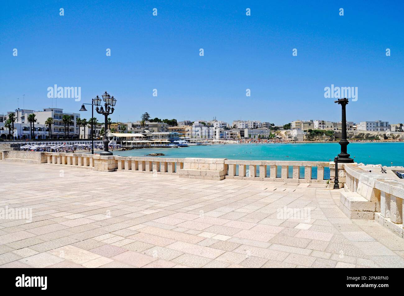 Promenade, harbour, beach, restaurant, Otranto, province of Lecce ...