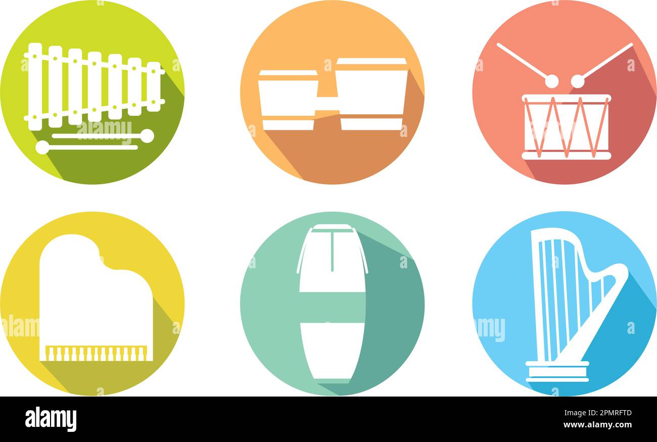 Set of different musical instrument icons Vector Stock Vector Image ...