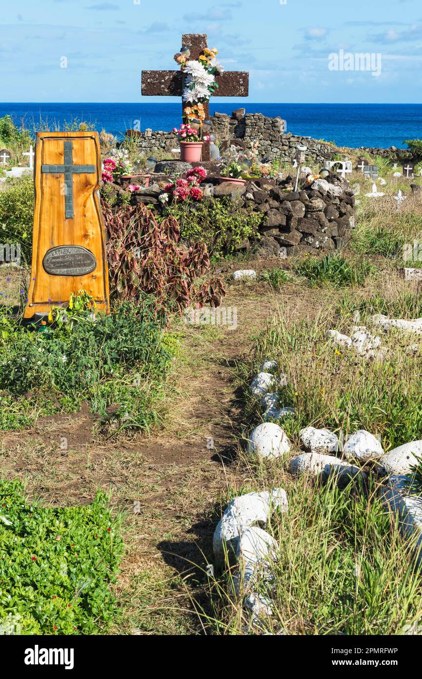 Hanga Roa Cemetery, Easter Island, Chile Stock Photo - Alamy