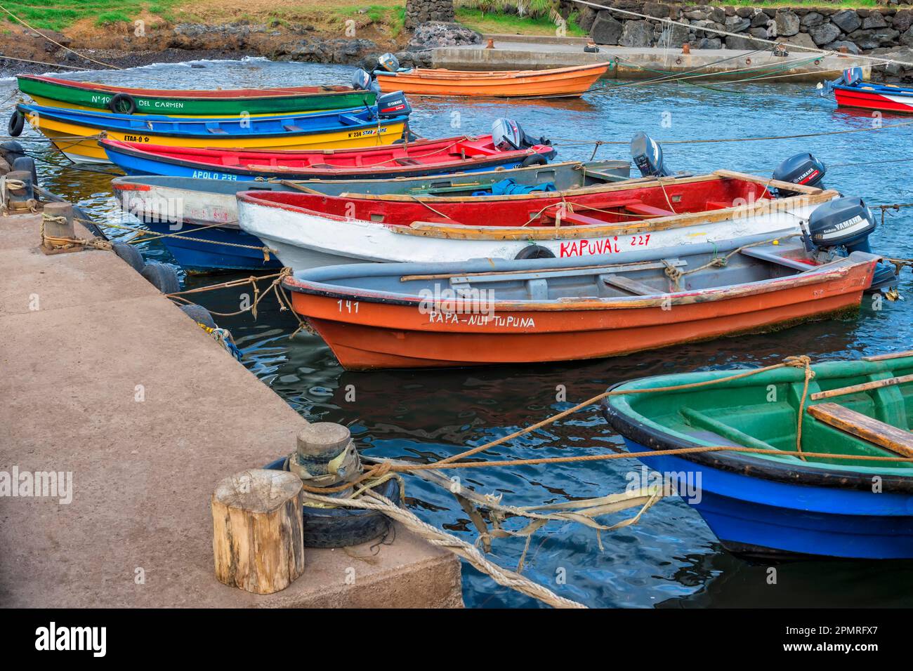 Fishing port Hanga Roa, Easter Island, Chile Stock Photo - Alamy
