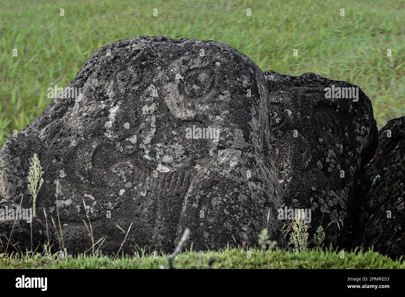 Petroglyph, Orongo Ceremonial village, Rapa Nui National Park, Easter ...