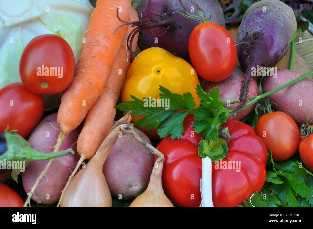 Set of vegetables for cooking red borscht Stock Photo - Alamy