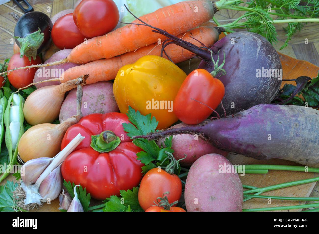Set of vegetables for cooking red borscht Stock Photo - Alamy