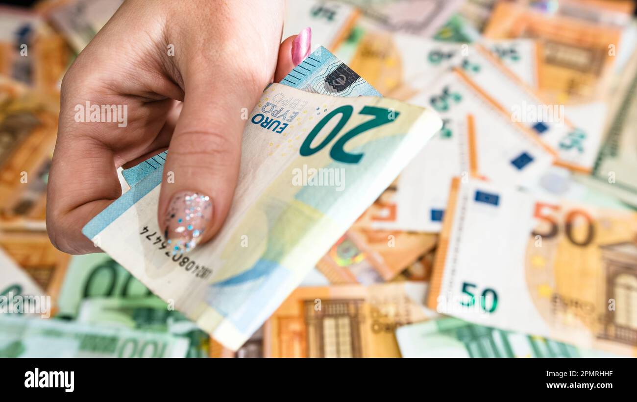 EURO currency. Europe inflation, EUR money. European Union curreny ...