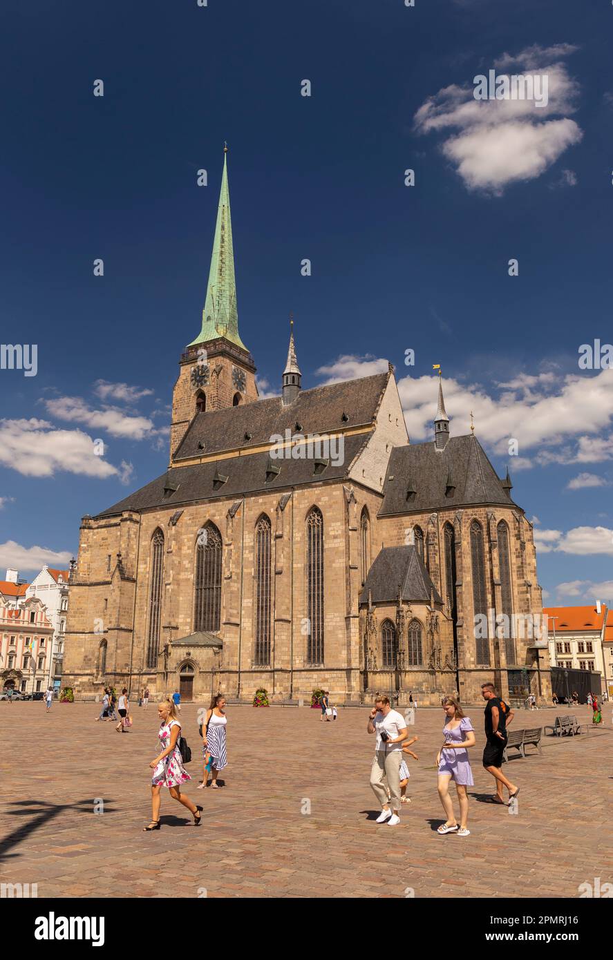 PILSEN, CZECH REPUBLIC, EUROPE - The Cathedral of St. Bartholomew, a ...