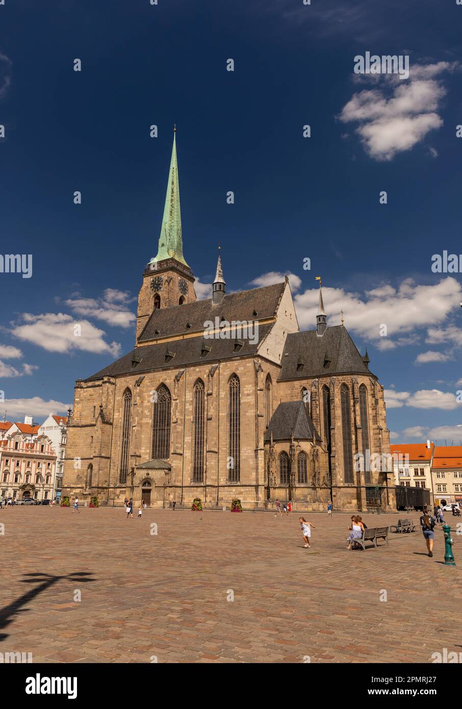 PILSEN, CZECH REPUBLIC, EUROPE - The Cathedral of St. Bartholomew, a ...