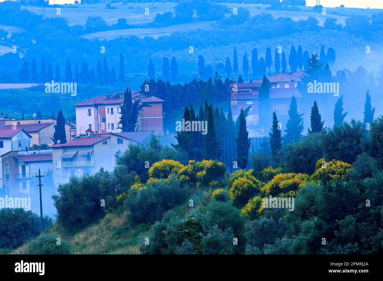 Val d'Orcia. Orcia valley at dawn. Morning mist. UNESCO World Heritage ...