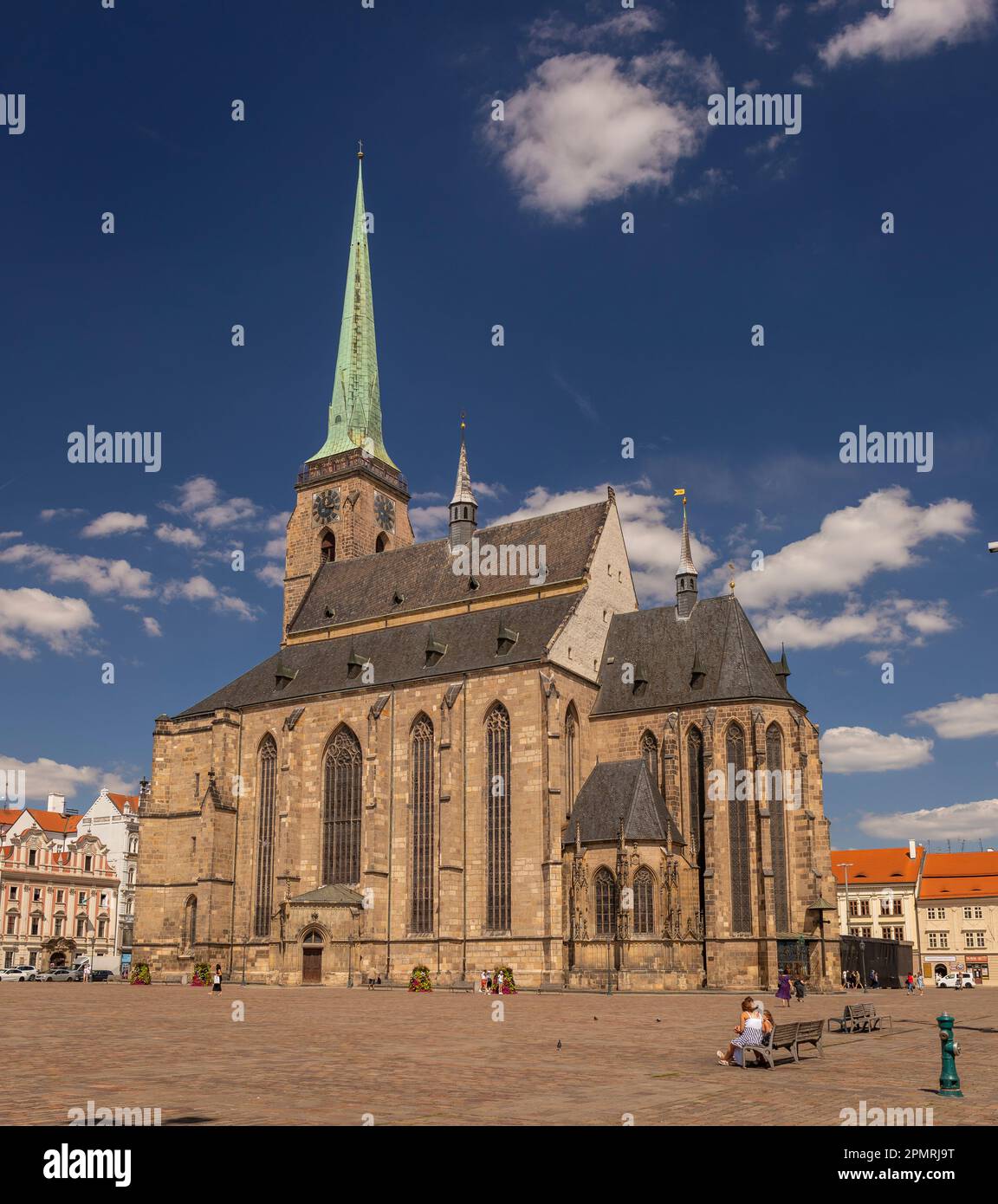 PILSEN, CZECH REPUBLIC, EUROPE - The Cathedral of St. Bartholomew, a ...