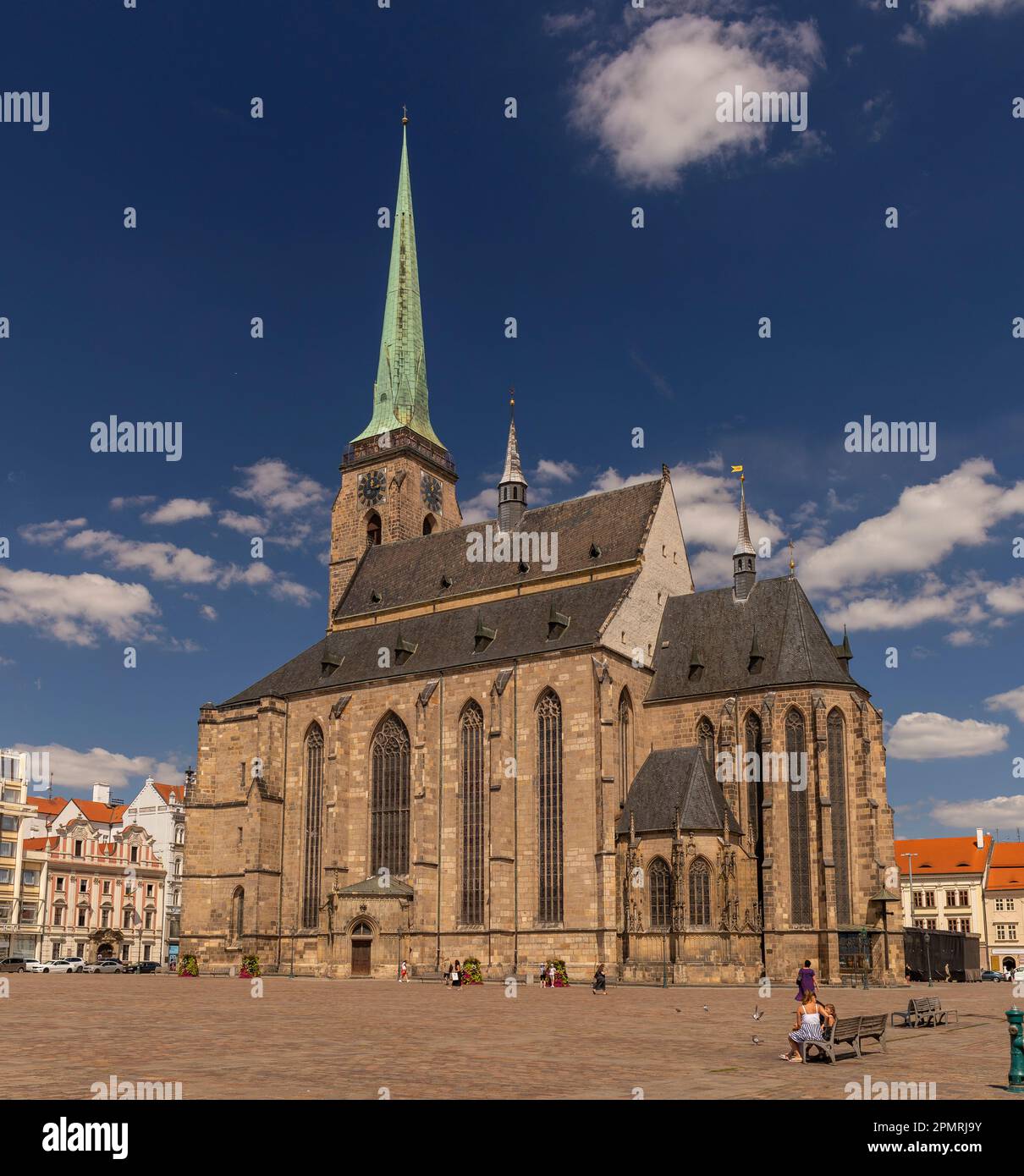 PILSEN, CZECH REPUBLIC, EUROPE - The Cathedral of St. Bartholomew, a ...
