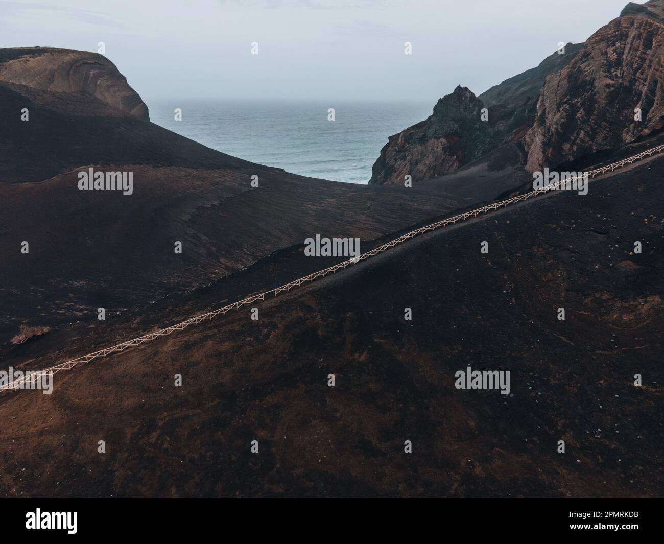 Drone view of Landscape at Capelinhos in Faial, the Azores Stock Photo ...