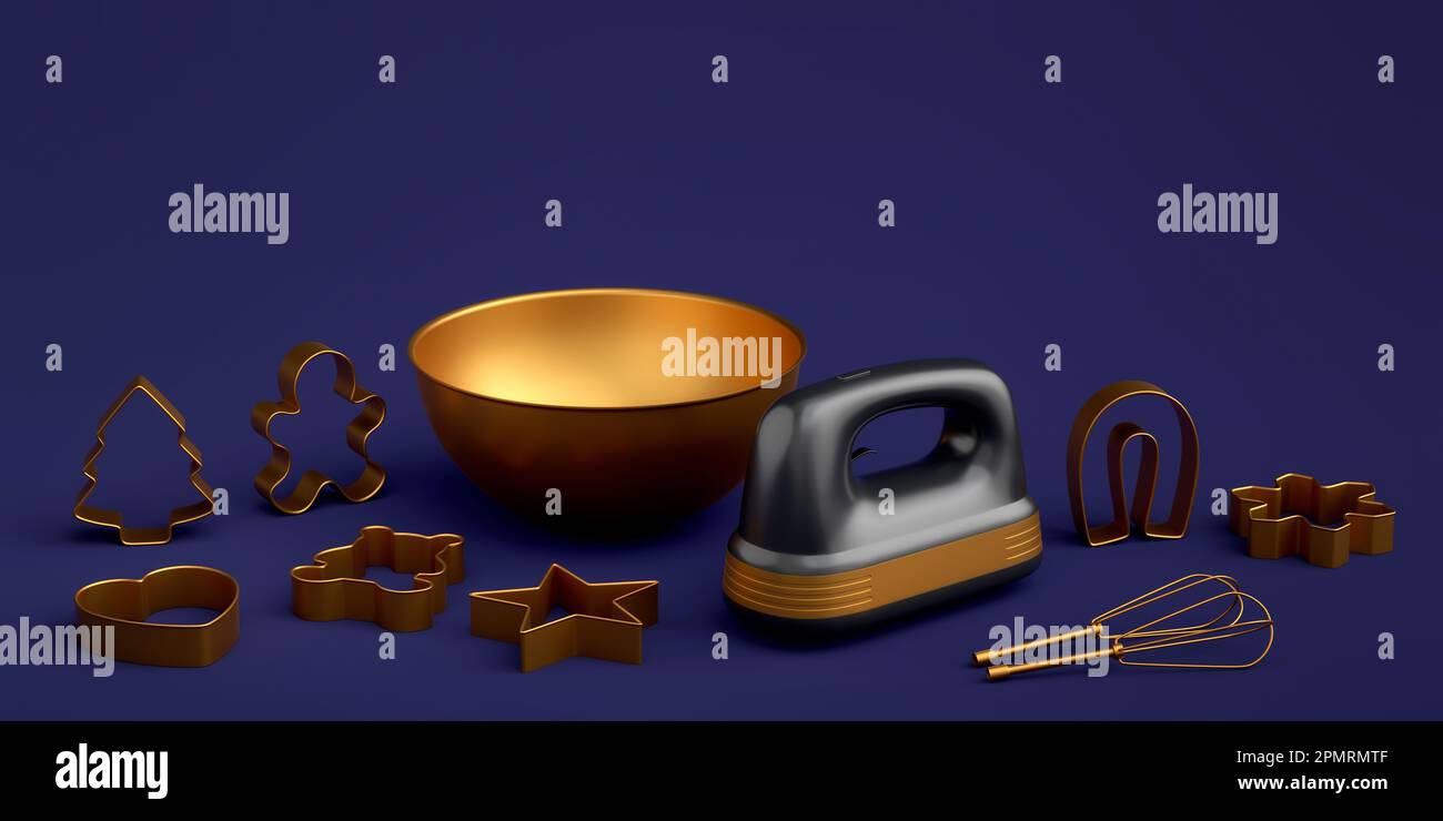 Mixer and hand mixer with kitchen utensil and metal cookie cutters for ...