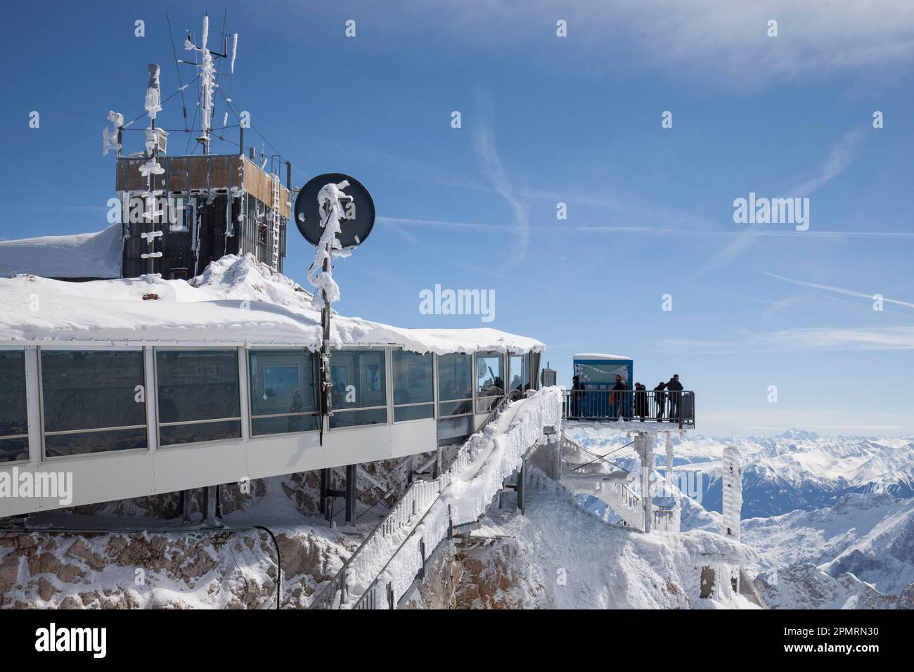 Mountain station, viewing platform, Zugspitze, Upper Bavaria, Bavaria ...