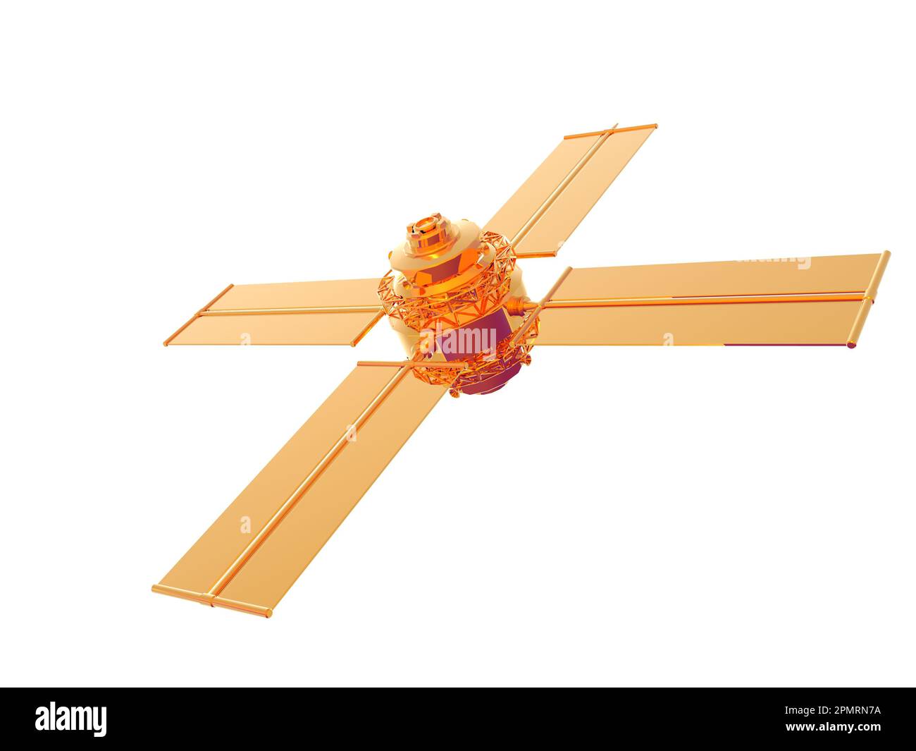3D illustration of a gold satellite isolated over white Stock Photo - Alamy