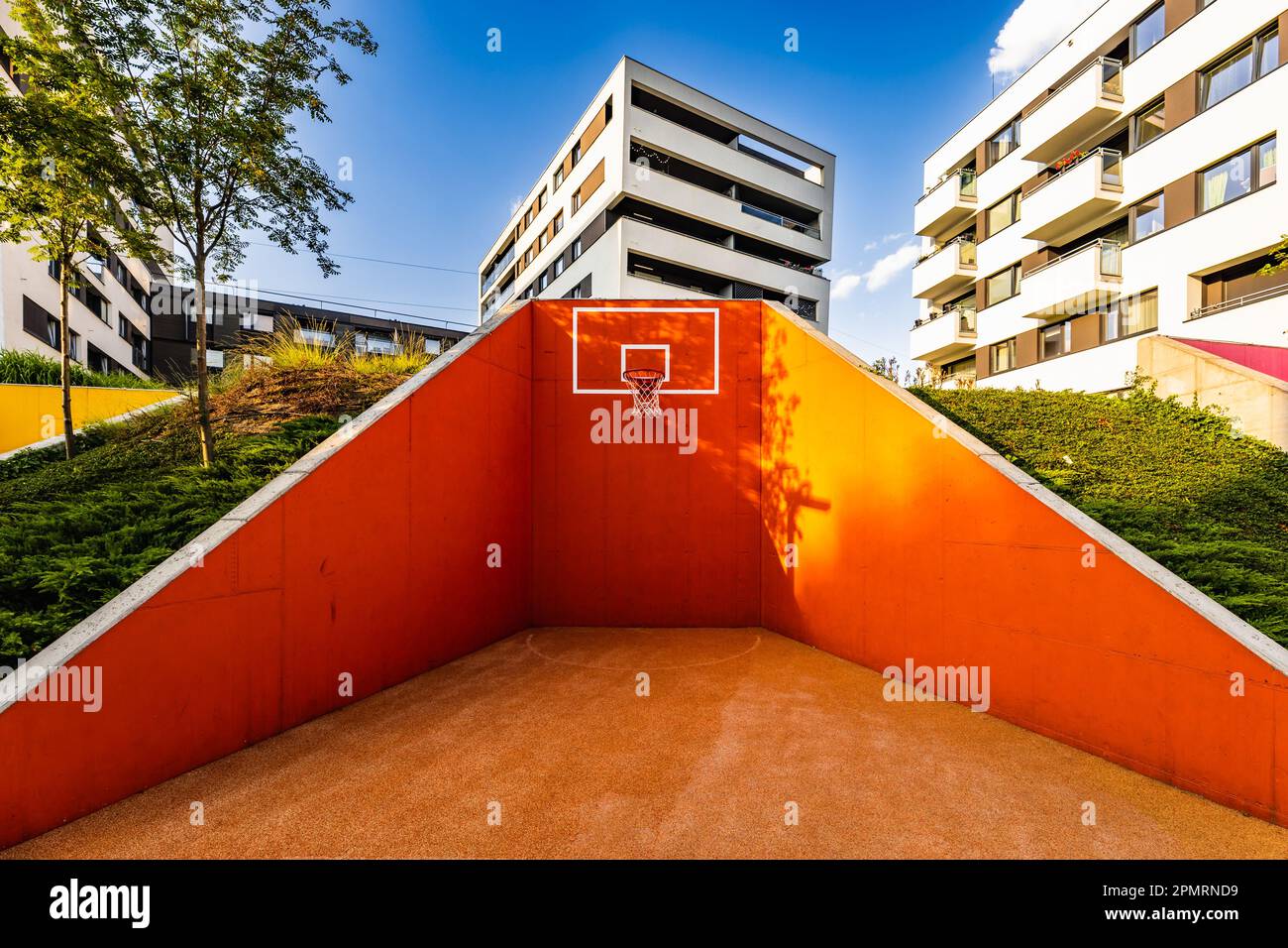 Poznan, Poland - July 2022: A very colorful backyard with a large and ...