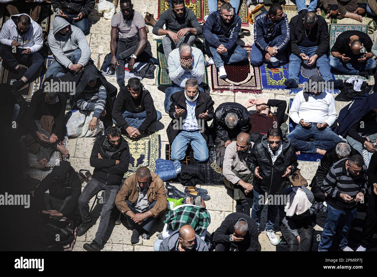 East Jerusalem, Israel. 14th Apr, 2023. Muslims perform the last Friday ...