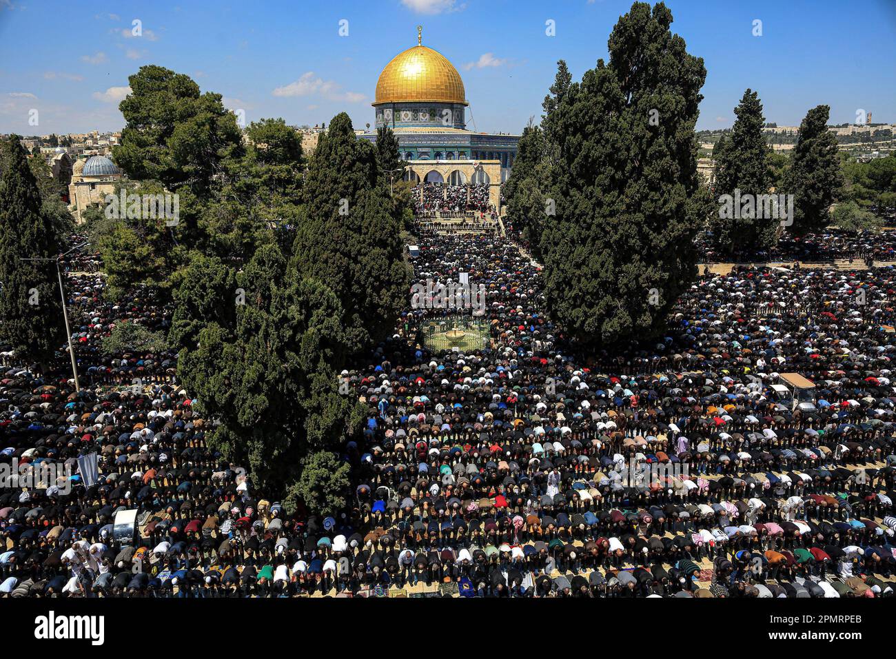East Jerusalem, Israel. 14th Apr, 2023. Muslims perform the last Friday ...