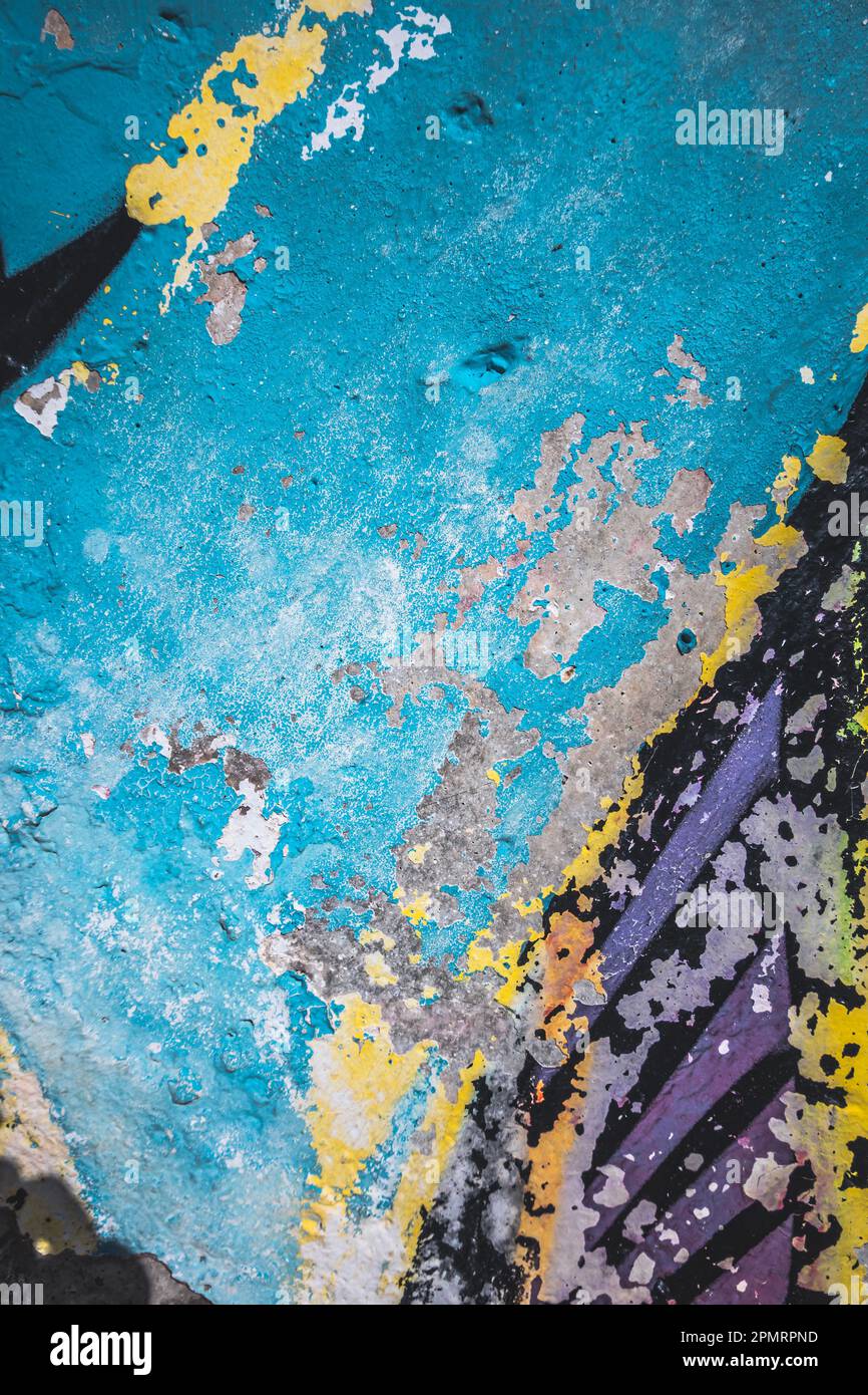 Detail of colorful graffiti wall. Old weathered colorful graffiti ...