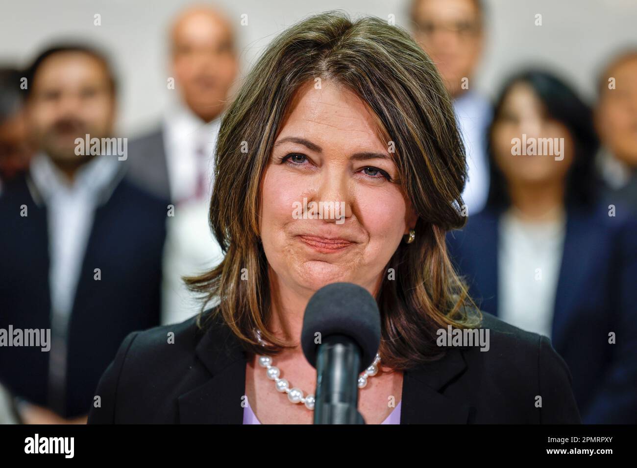 Calgary, Canada. 14th Apr, 2023. Alberta Premier Danielle Smith, makes ...