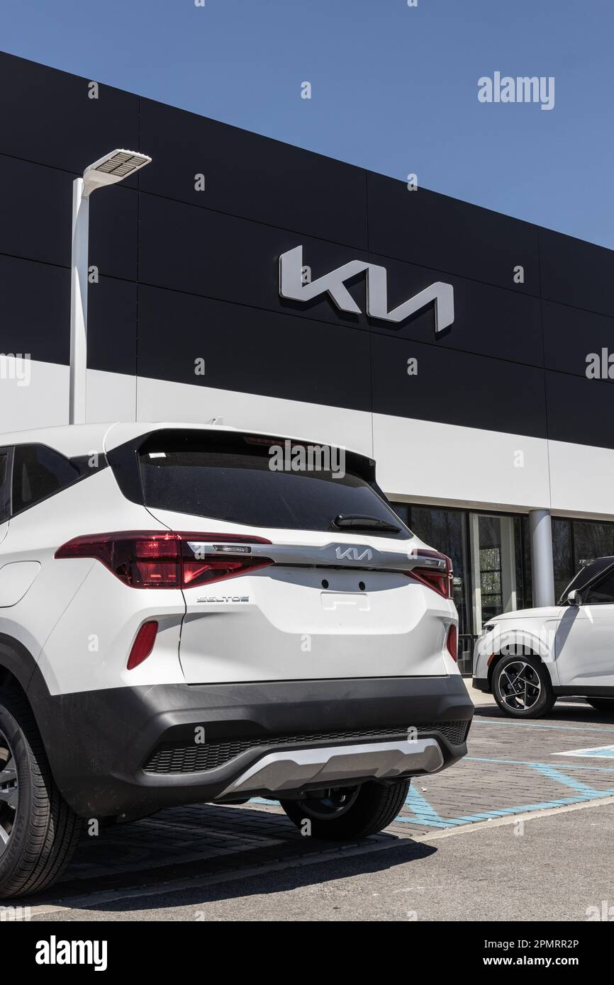 Indianapolis - Circa April 2023: Kia Seltos display at a dealership. Kia offers the Seltos in LX ...