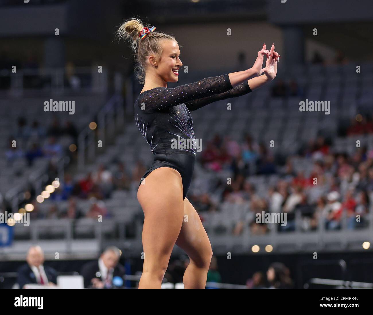 Fort Worth, TX, USA. 13th Apr, 2023. Utah's Abby Paulson flashes a ''U ...