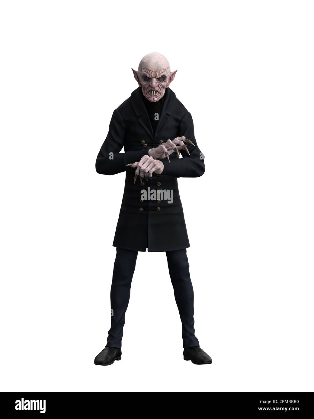 Vampire standing and staring with angry face. 3d illustration isolated ...