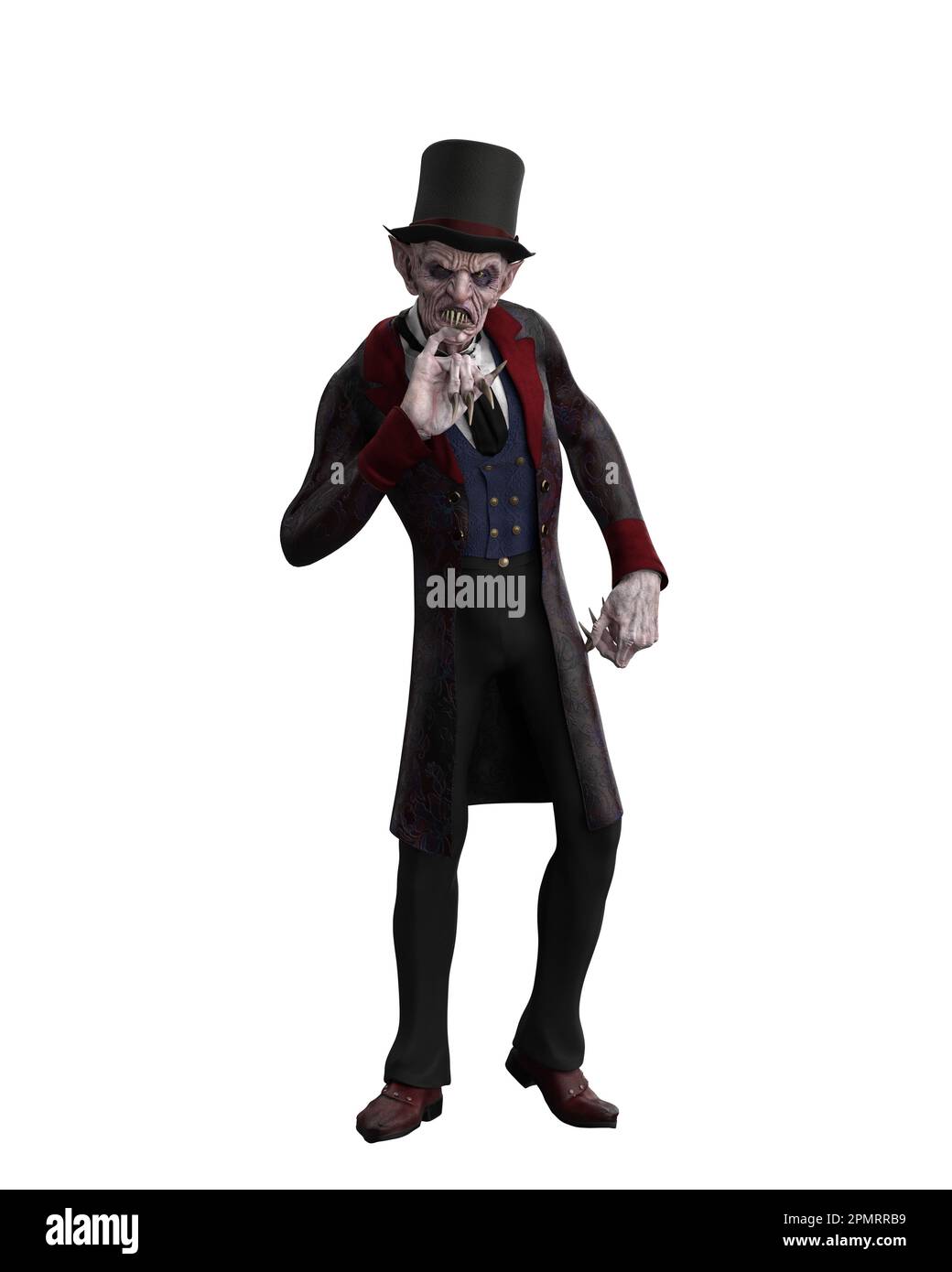 Vampire wearing old fashioned suit and top hat. 3d illustration ...