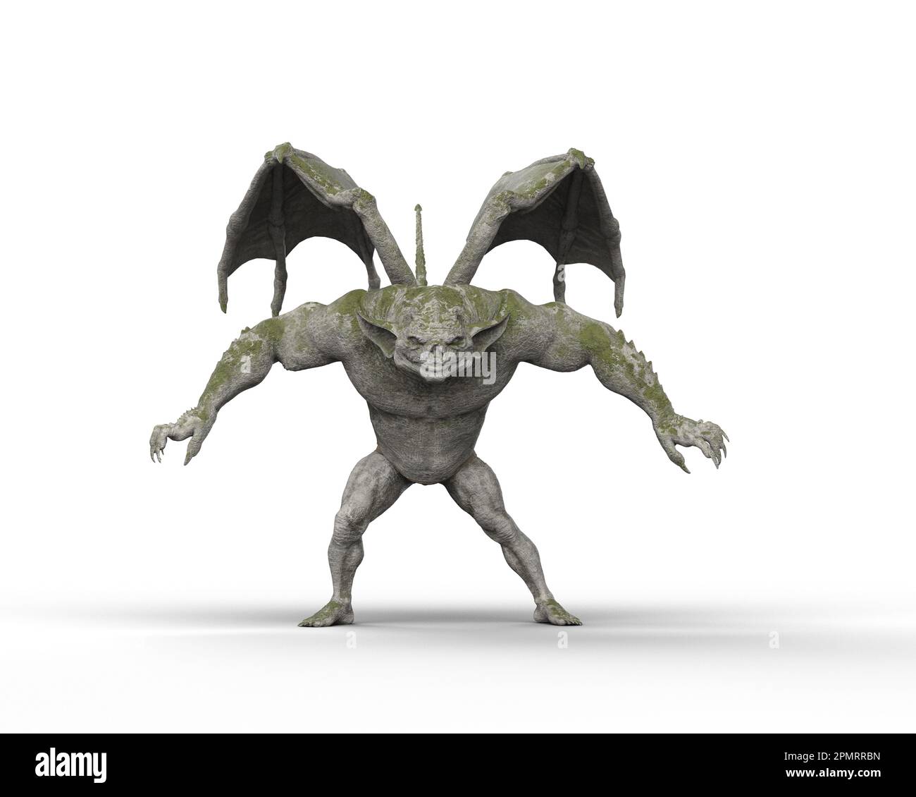 Gargoyle mythological fantasy creature. 3D illustration isolated on a ...