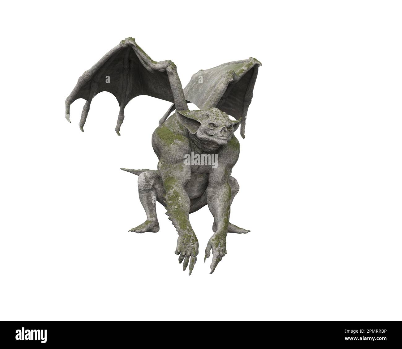 Gothic stone Gargoyle statue. 3D illustration isolated on a white ...
