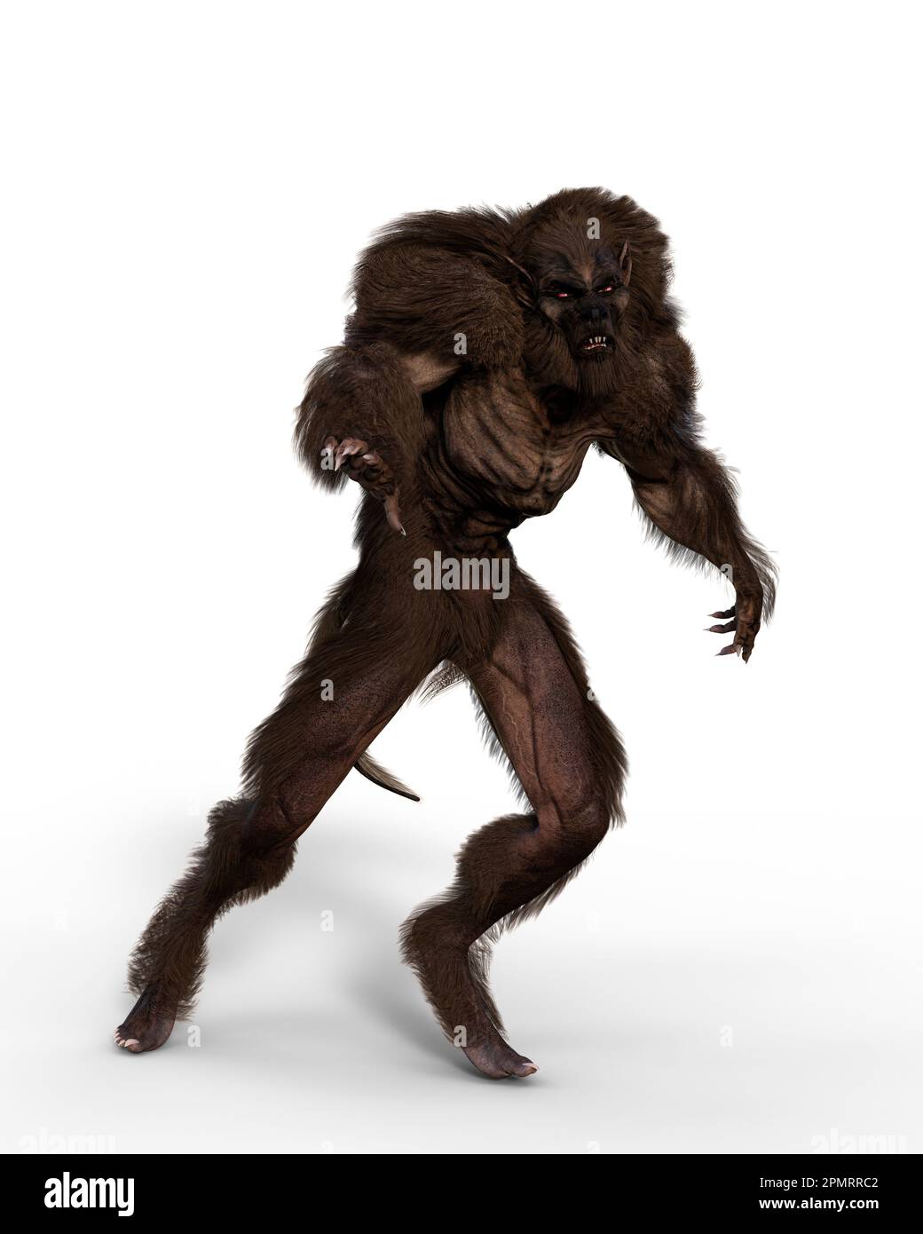 Aggressive looking werewolf walking and reaching out. 3D illustration ...