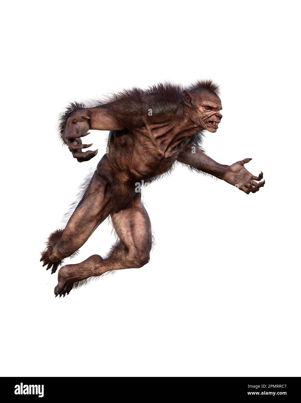 Werewolf in jumping pose. 3D illustration isolated on a white ...