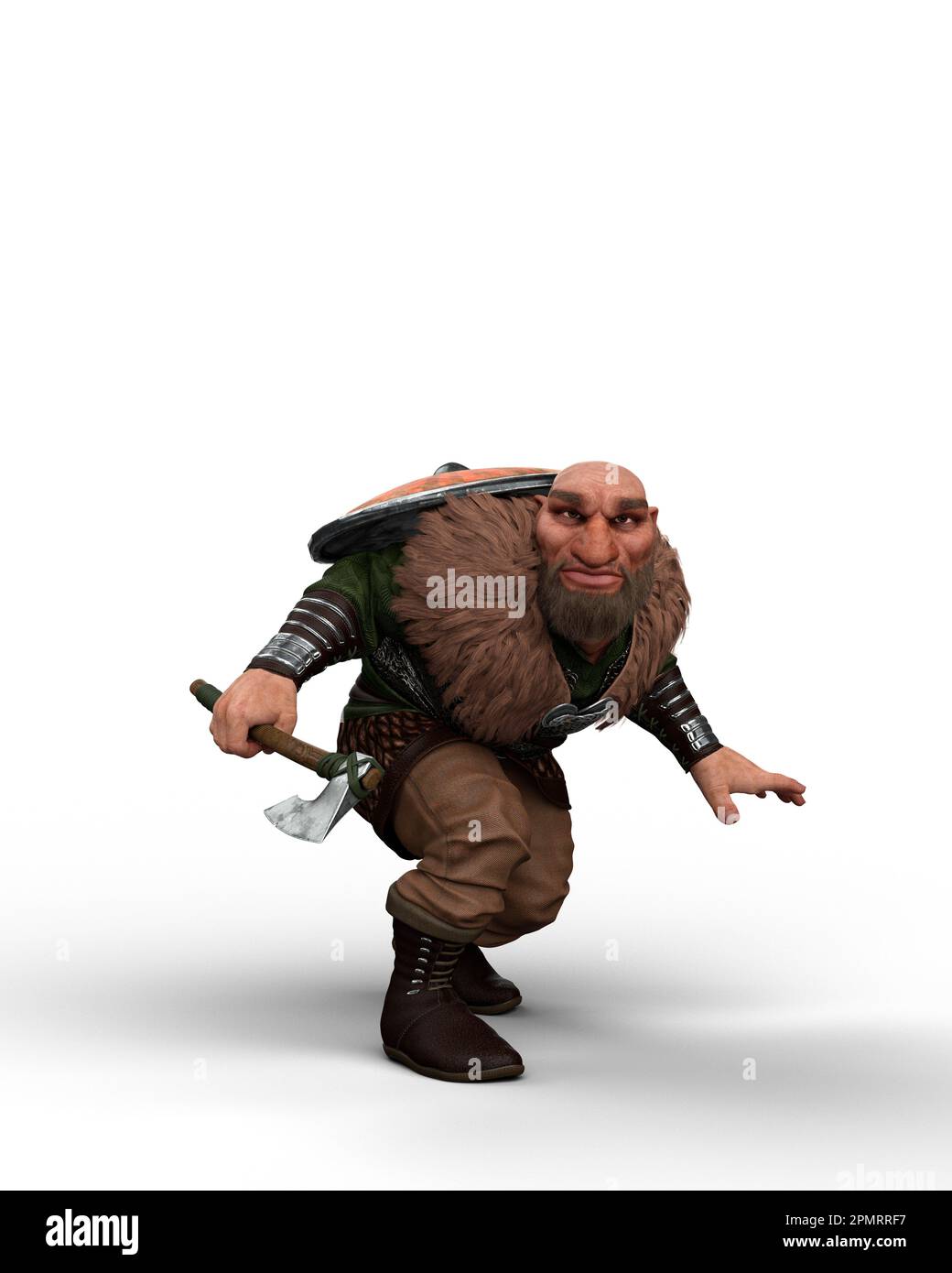 Fantasy warrior dwarf character in battle costume with fur lined collar ...