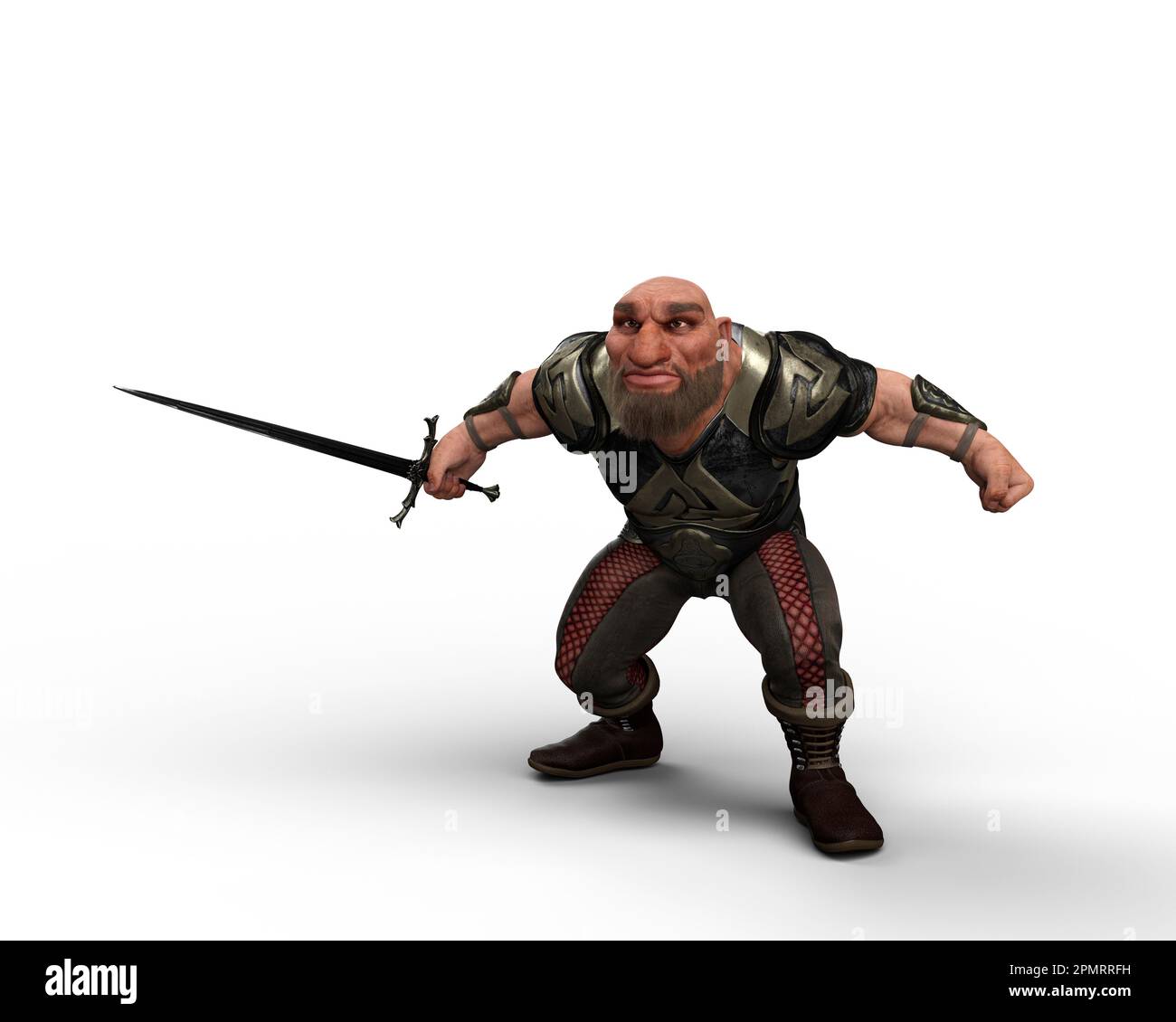 Fantasy dwarf character wearing armour and holding a sword ready to ...