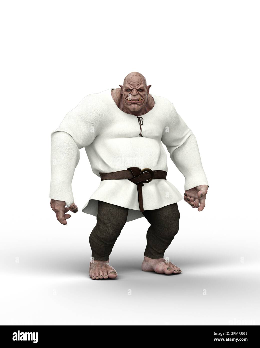 Fairy tale fantasy ogre character standing wearing medieval costume. 3D ...