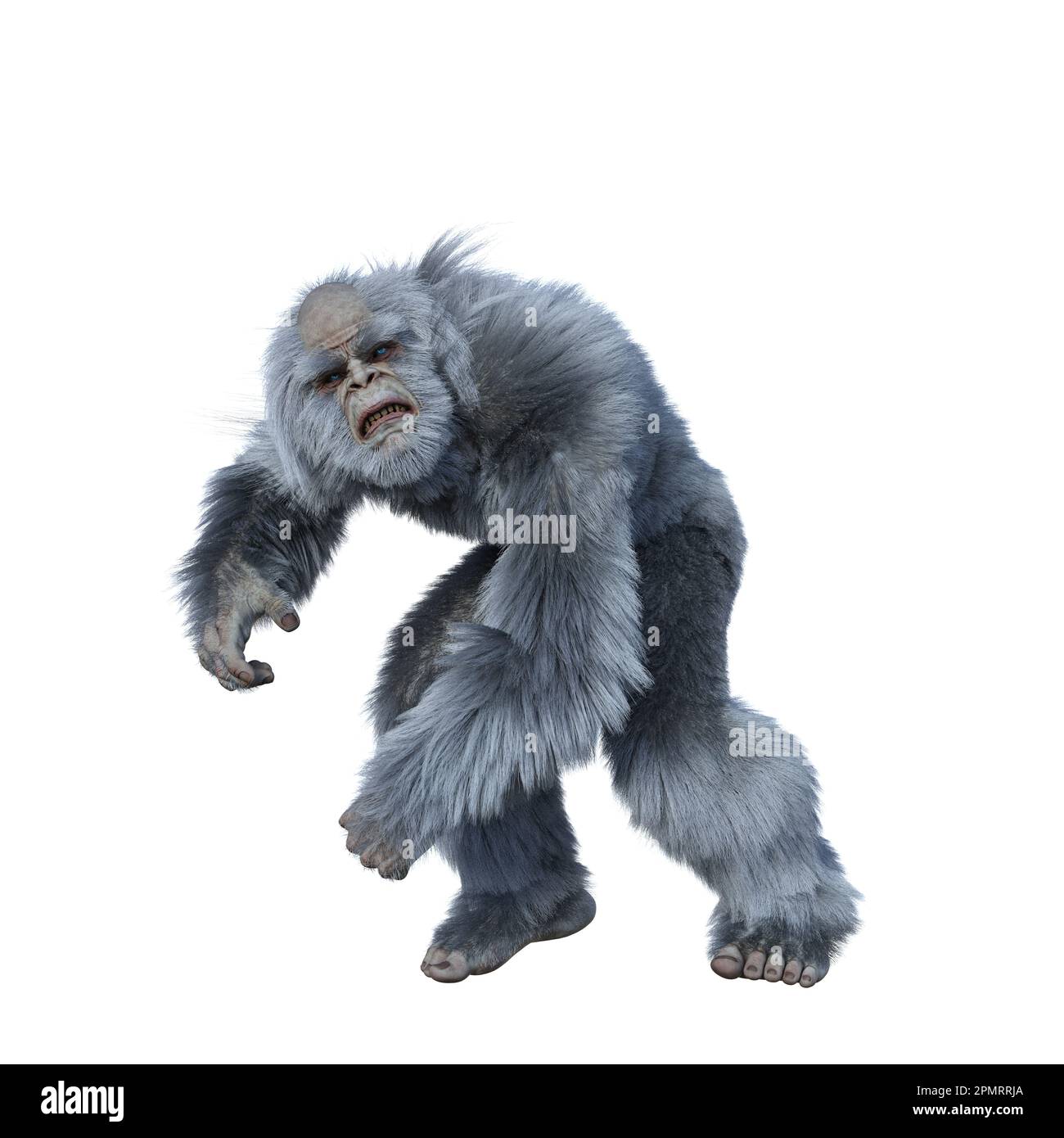 Yeti running to the side. 3d render isolated on a white background ...