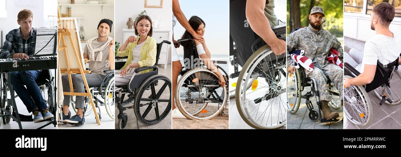 Group of people with physical disabilities Stock Photo - Alamy